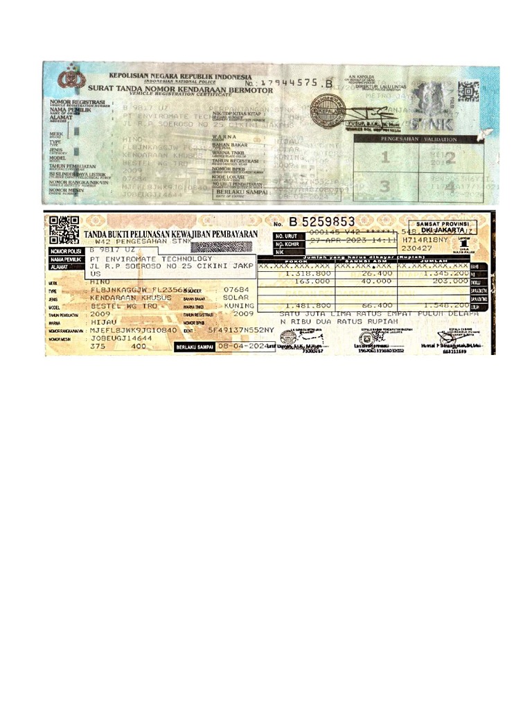 STNK B 9817 UZ Exp 08 April 2024 | PDF