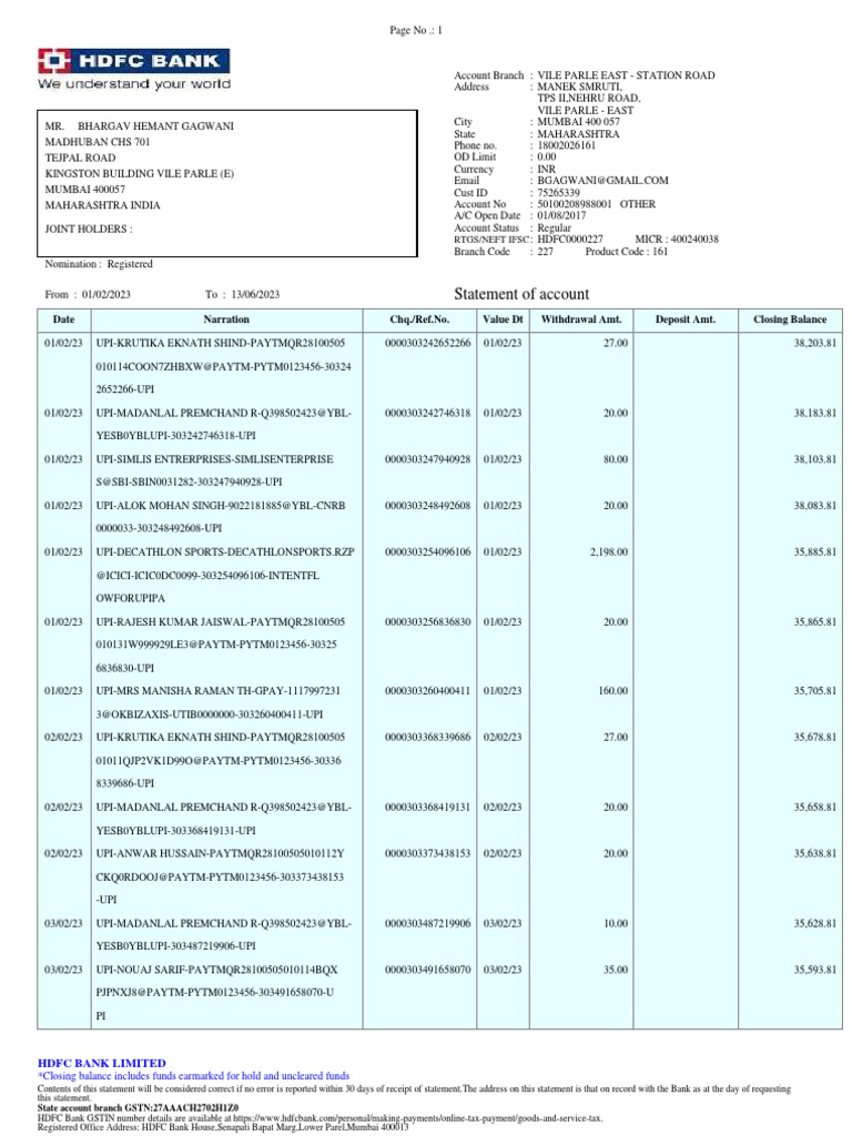 Acct Statement - XX8001 - 13062023 | PDF | Payments | Foreign Exchange Market