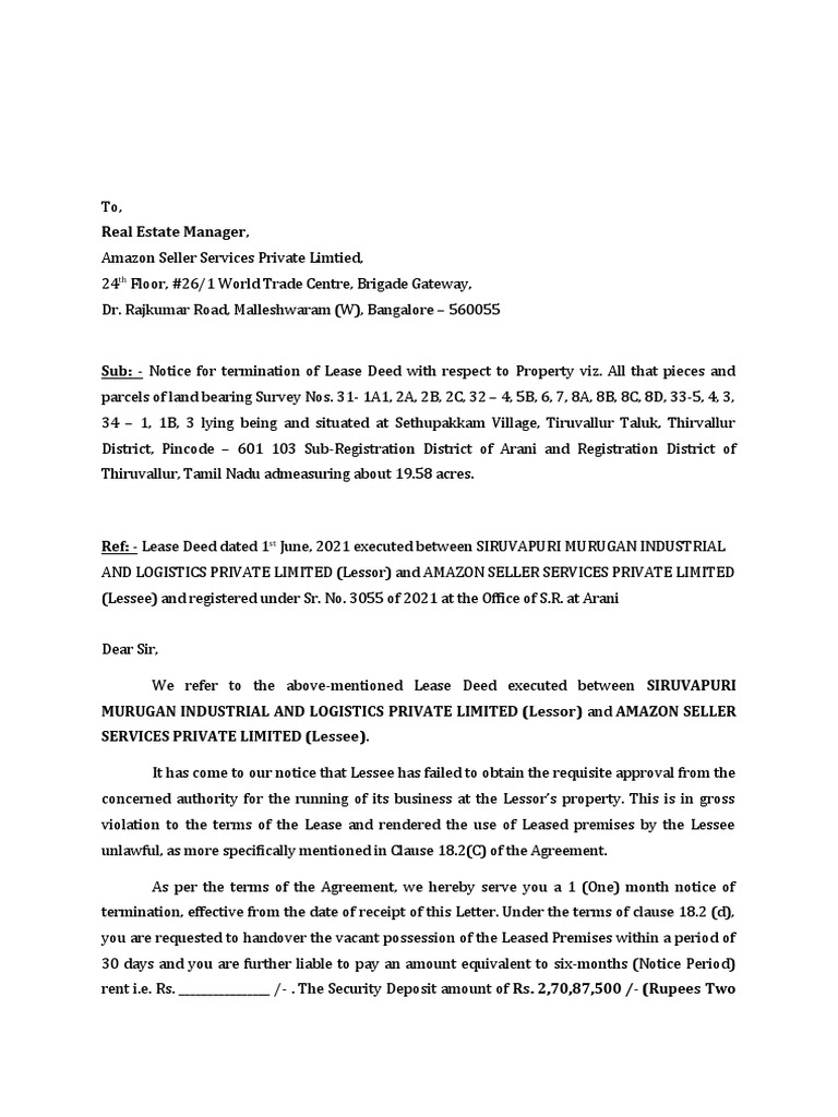 Amazon Termination Letter V1 2.12.22 | PDF | Finance & Money Management