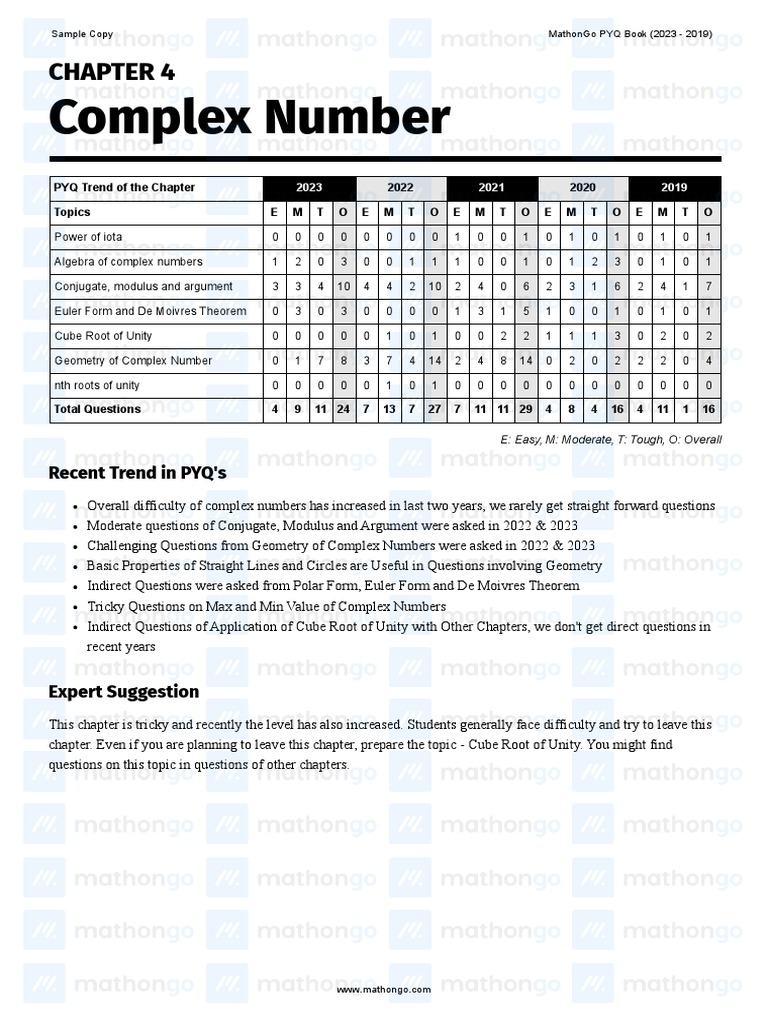 MathonGo Complex Numbers PYQ Book (2023 - 2019) | PDF | Complex Number | Numbers