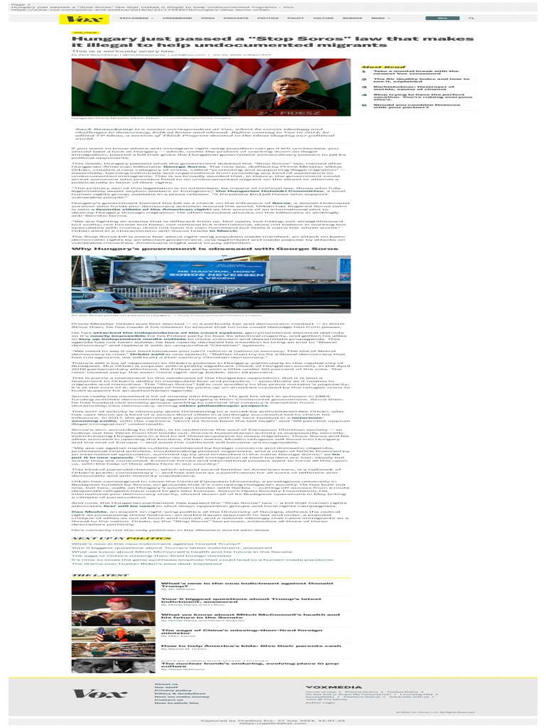 Hungary Just Passed A "Stop Soros" Law That Makes It Illegal To Help | PDF | George Soros ...