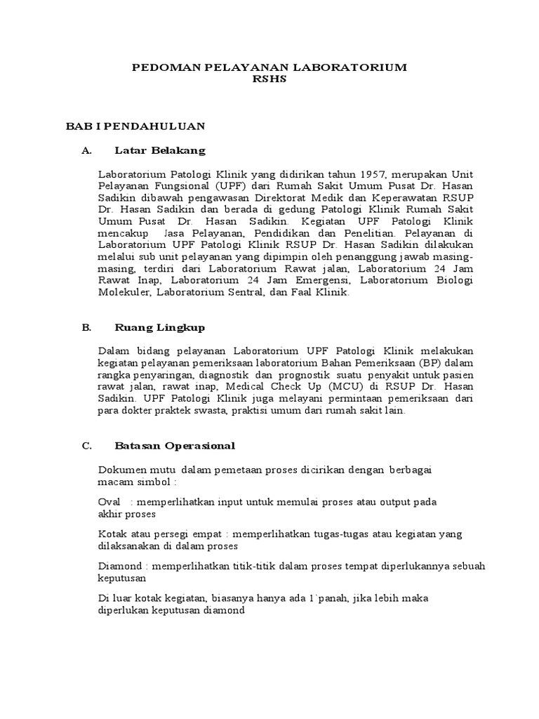 Pedoman Pelayanan Laboratorium Rshs | PDF