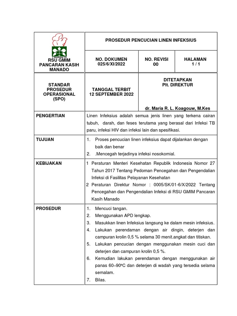PPI6 - EP2 - SPO Pencucian Linen Infeksius | PDF