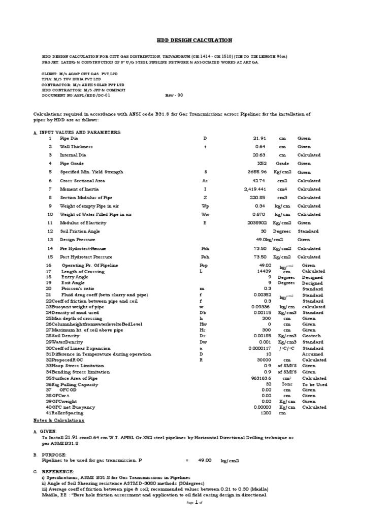 HDD Design Calculation: A. Input Values and Parameters: 21.91 | PDF ...
