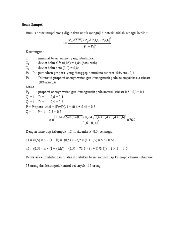 Besar Sampel Uji Beda Kategorik | PDF