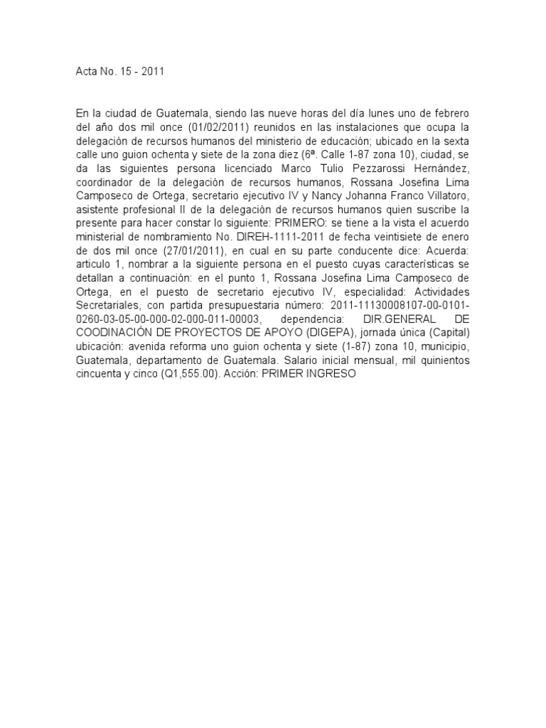 Acta No.15-2011 | PDF