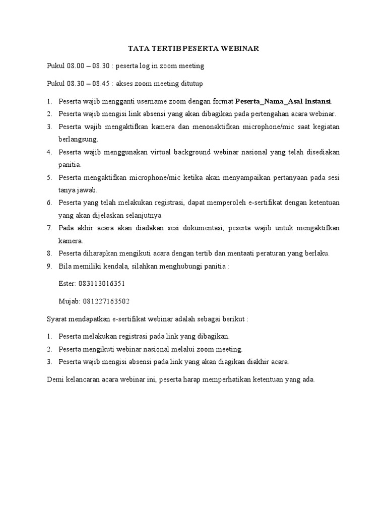 Tata Tertib Webinar Nasional 2023 | PDF