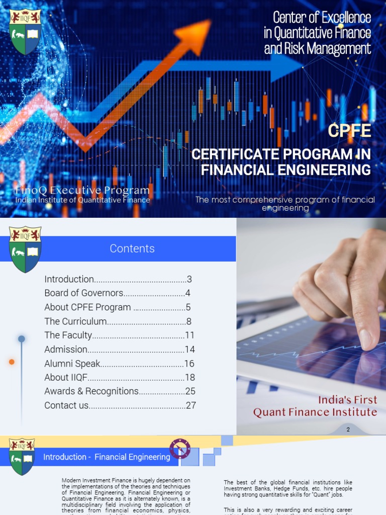 CPFE Certificate Program in Financial Engeering Brochure IIQF | PDF ...
