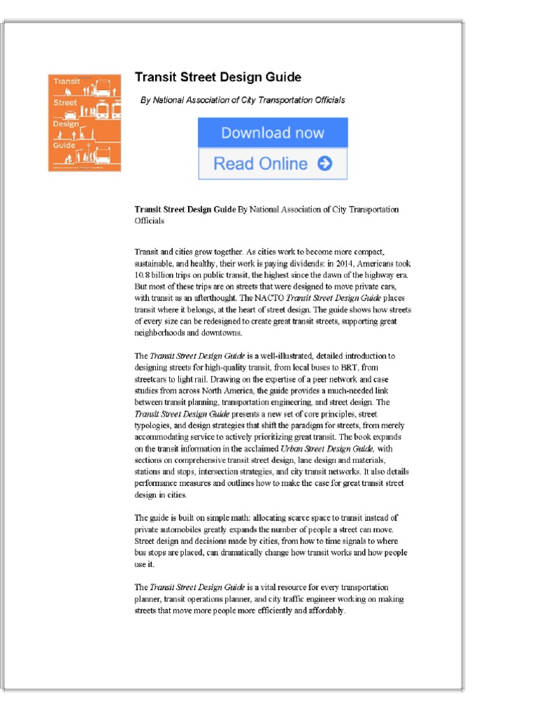Transit Street Design Guide - PDF | PDF