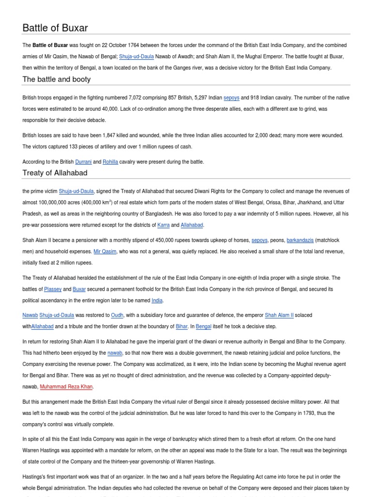 Battle of Buxar | PDF | British India | Armed Conflict