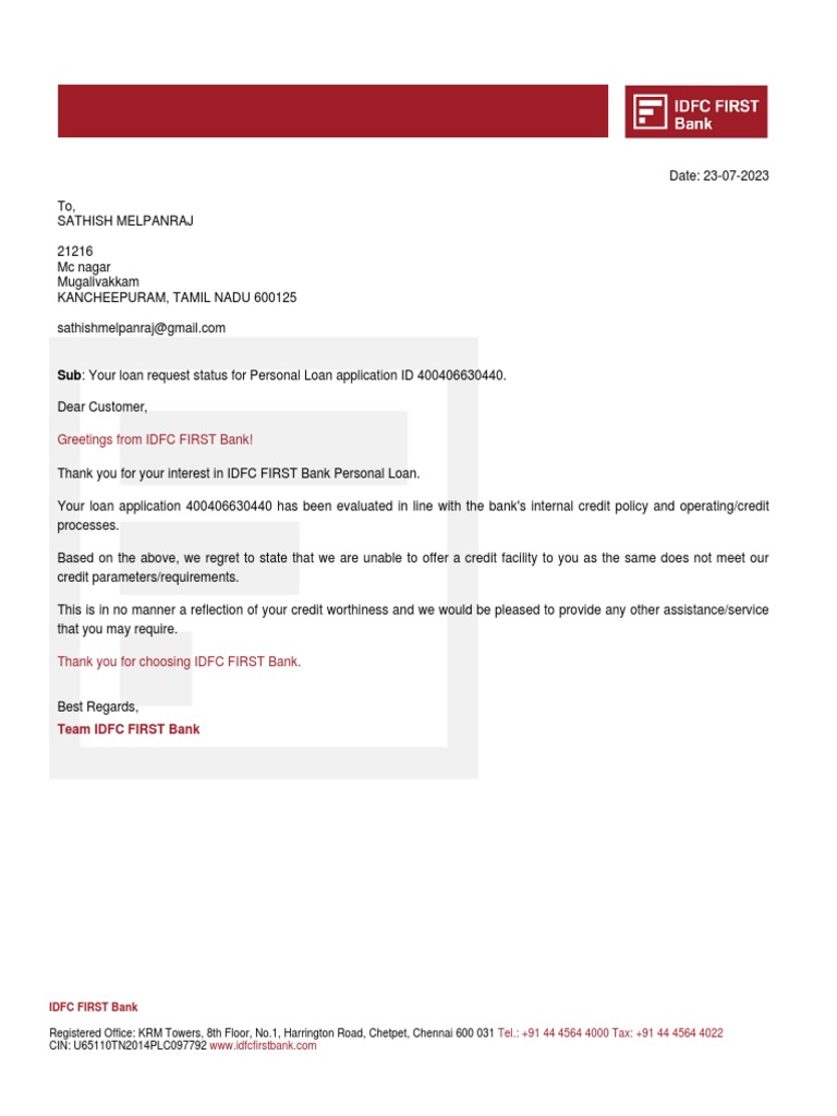 Rejection Letter | PDF