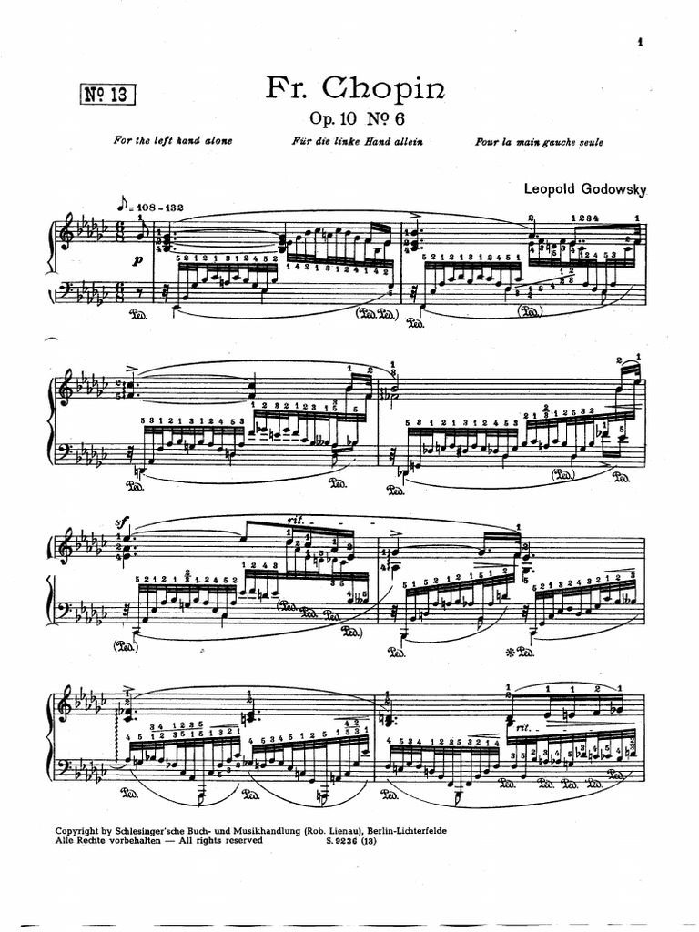 Chopin-Godowsky - Study XIII On Chopin's Etude No. 6 | PDF