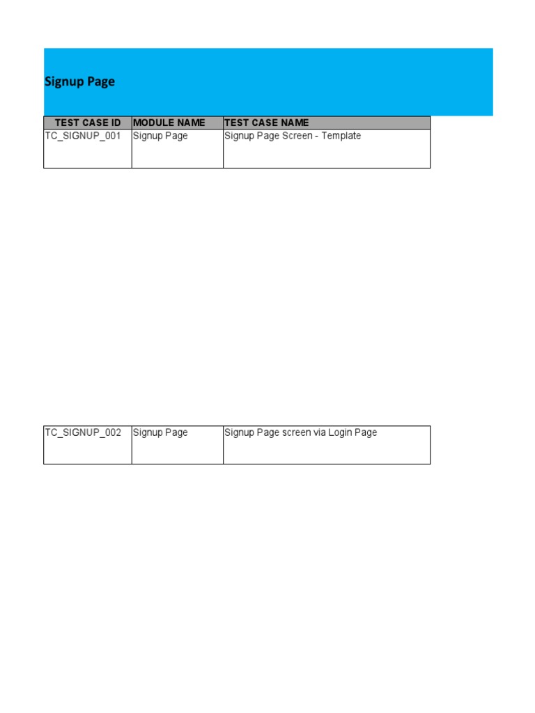 Signup Page Test Cases Overview | PDF | Login | Password