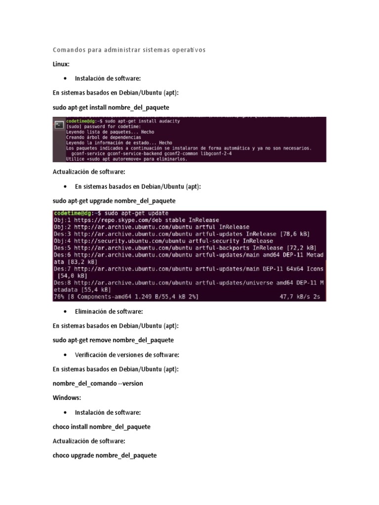 Comandos para administrar sistemas operativos | PDF | Informática ...