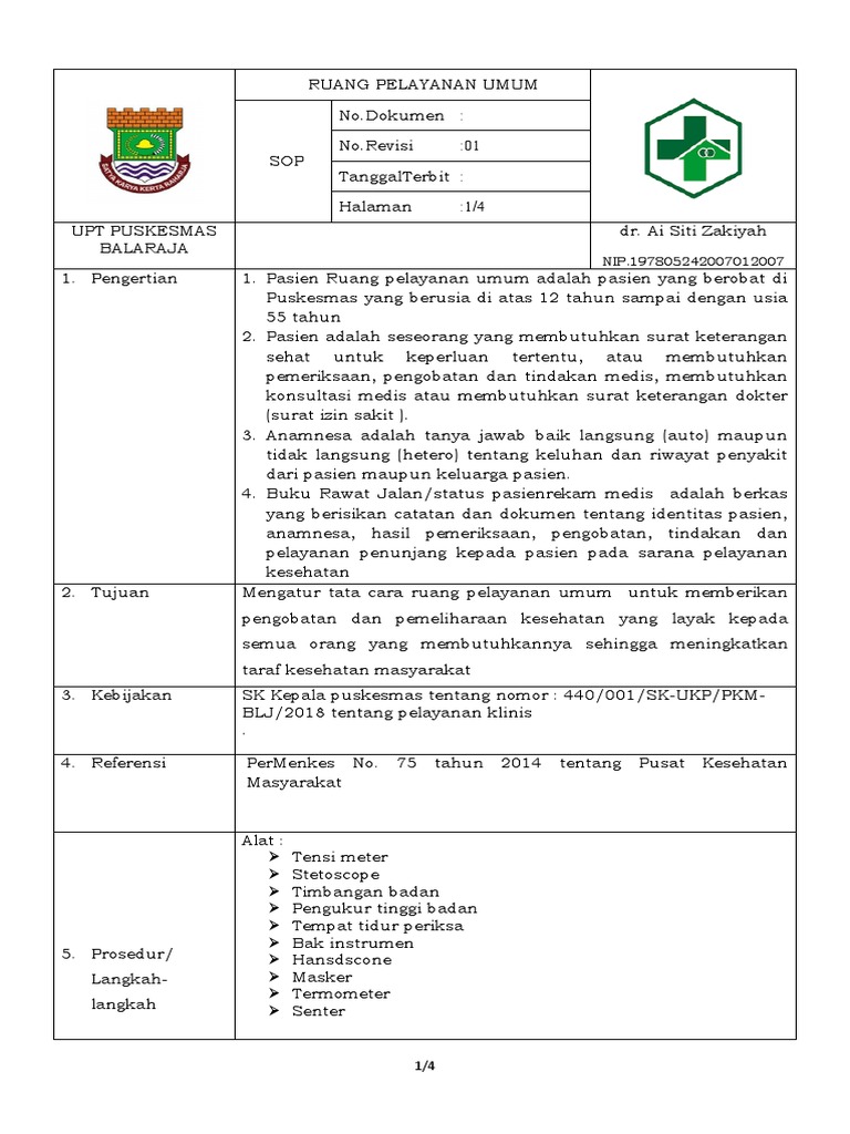 Pelayanan Poli Umum Sop Revisi New 1 | PDF | Kesehatan Holistik