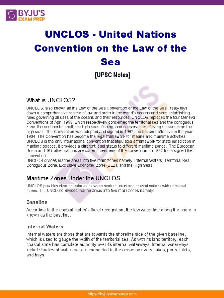 Unclos Upsc Notes 42 | PDF | Territorial Waters | United Nations ...