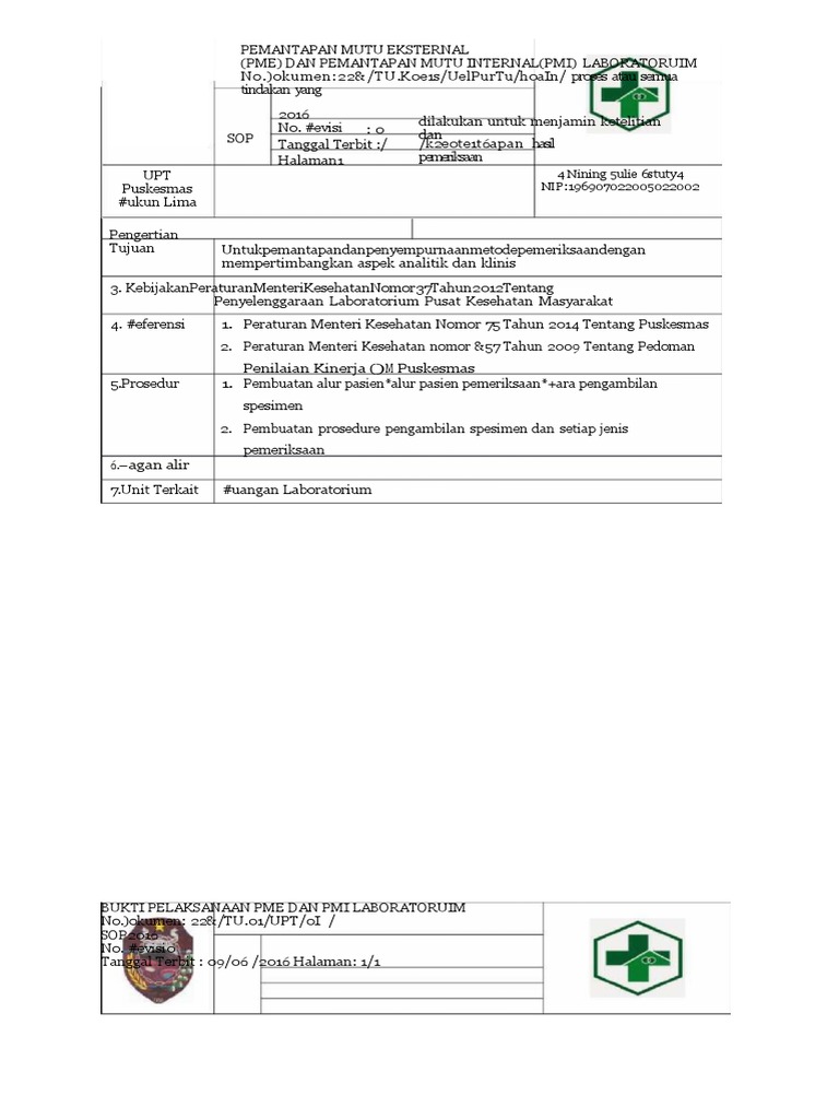 Bukti Pelaksanaan Pmi Dan Pme | PDF