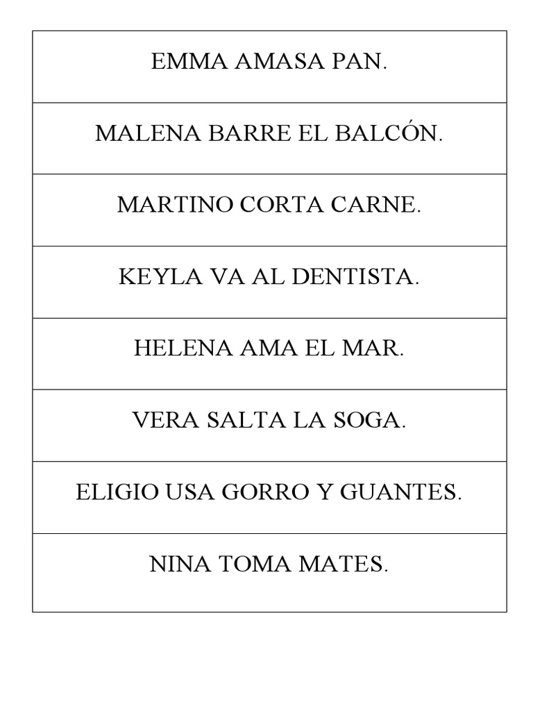 Oraciones para Leer | PDF