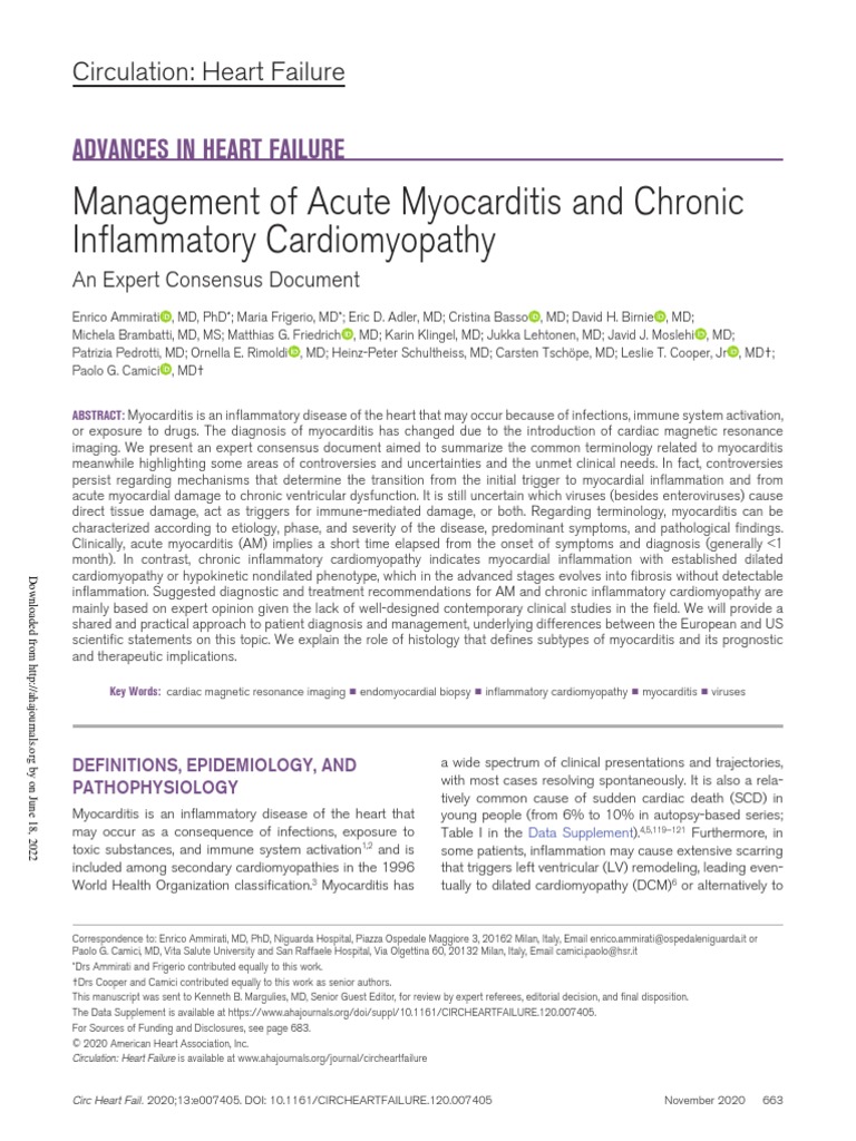 Myocarditis Management Consensus Guide | PDF | Organ (Anatomy ...