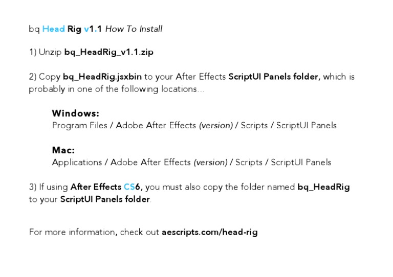 BQ - HeadRig v1.1 How To Install | PDF