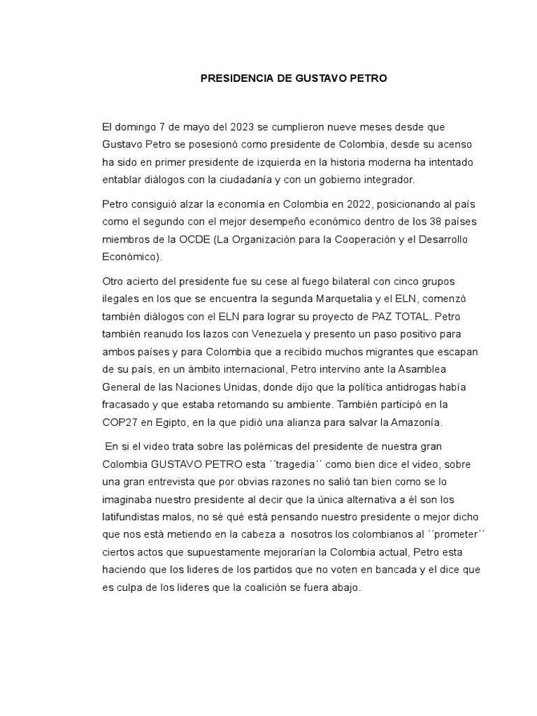 Presidencia de Gustavo Petro | PDF