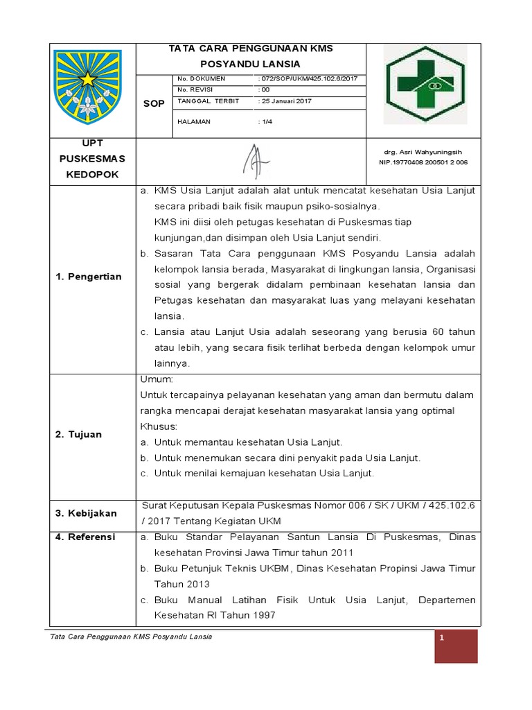 SOP Pengisian KMS LANSIA | PDF