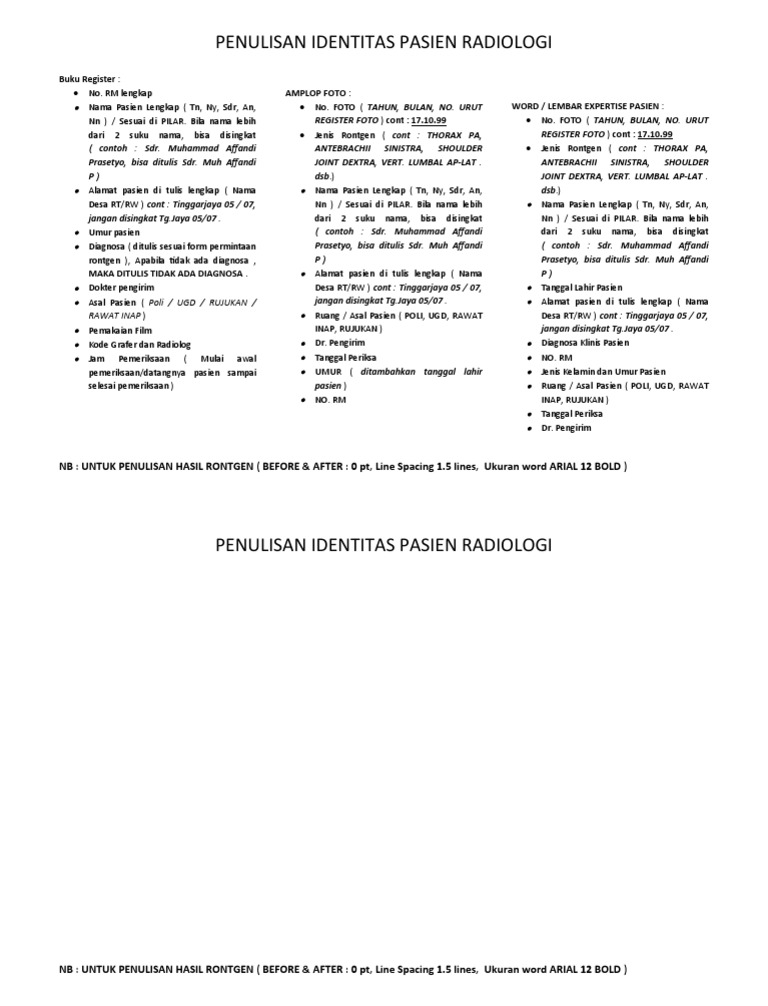 PENULISAN IDENTITAS PASIEN | PDF