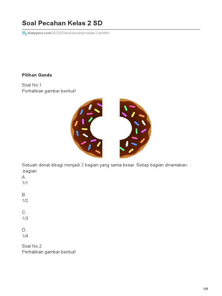 diaryguru.com-Soal Pecahan Kelas 2 SD | PDF