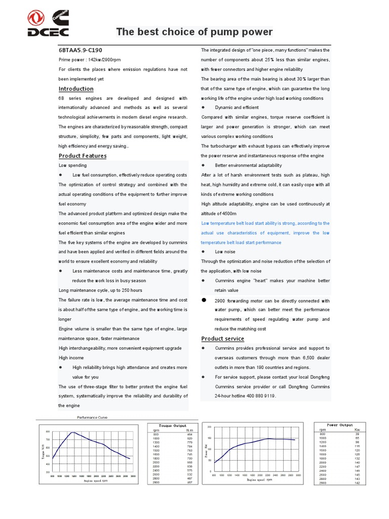 Optimal Pump Power: 6BTAA5.9-C190 | PDF | Engines | Diesel Engine