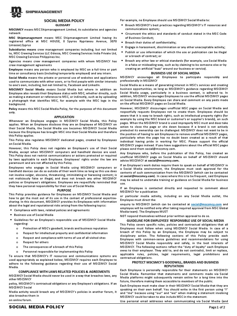 Social Media Policy | PDF