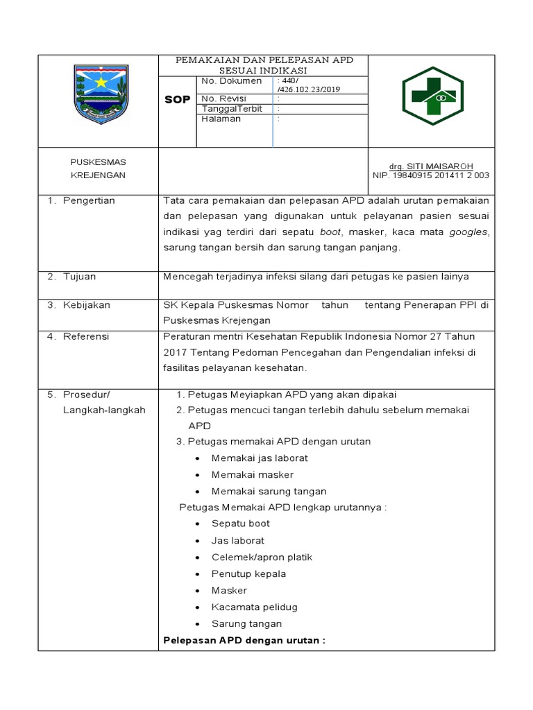 SOP Pemakaian APD | PDF