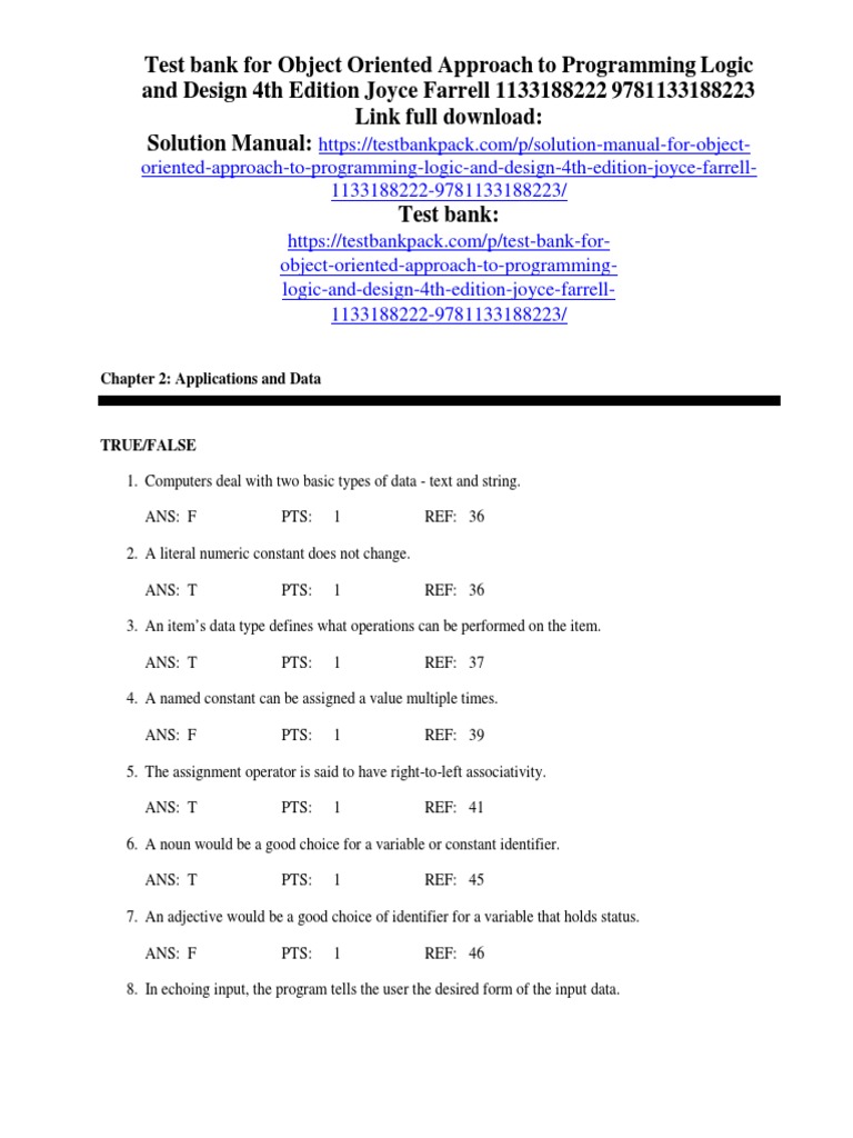 Programming Logic Test Bank | PDF | Computer Program | Programming