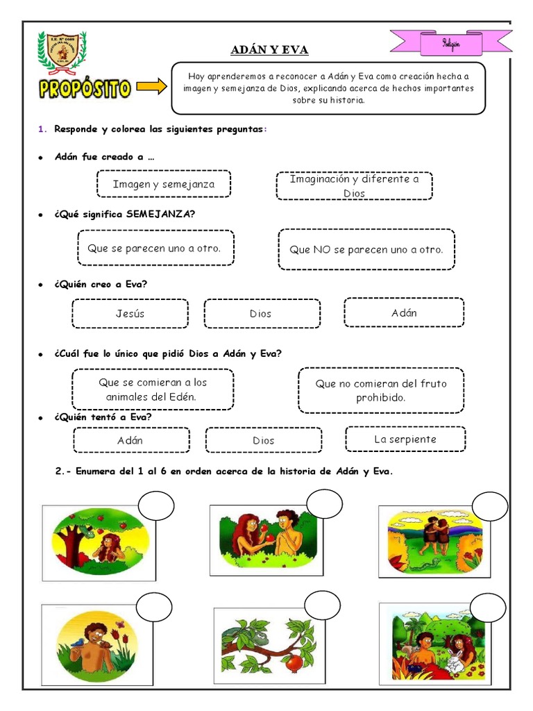 FICHA D2 RELIGION ADAN Y EVA. | PDF