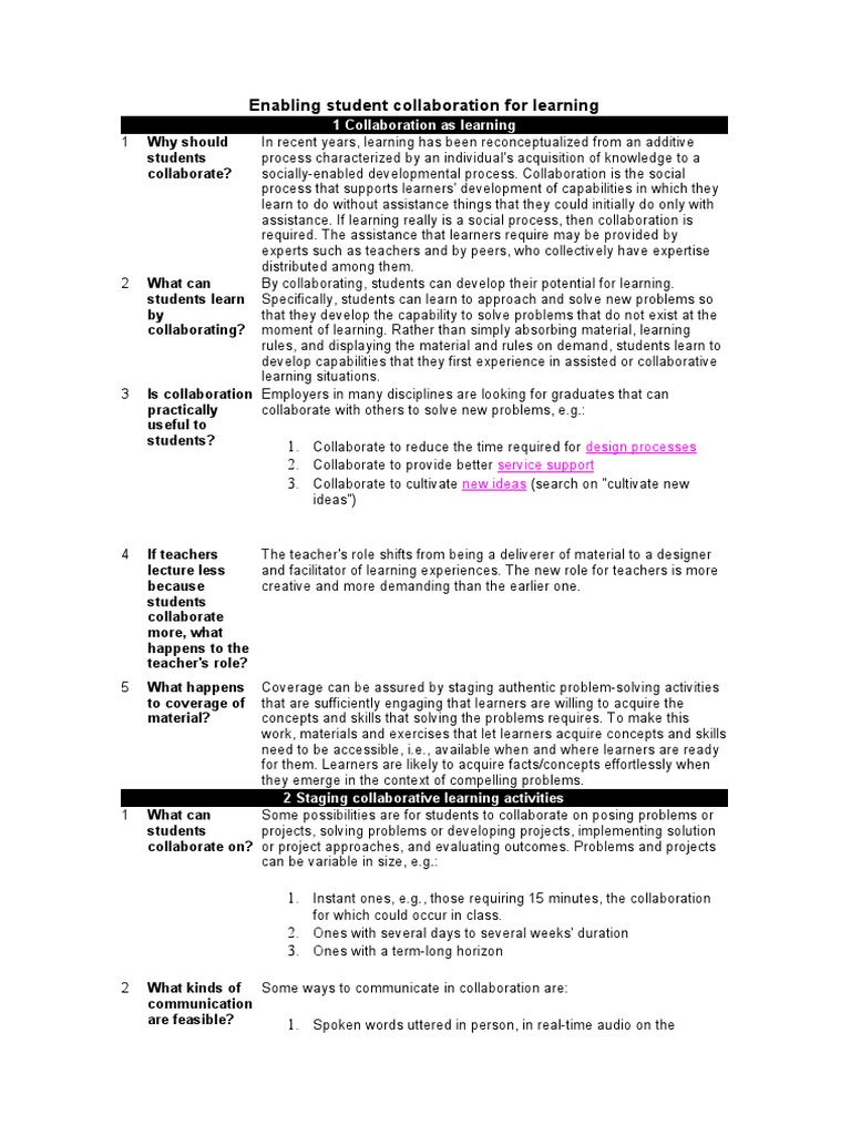 Enabling Student Collaboration For Learning | PDF