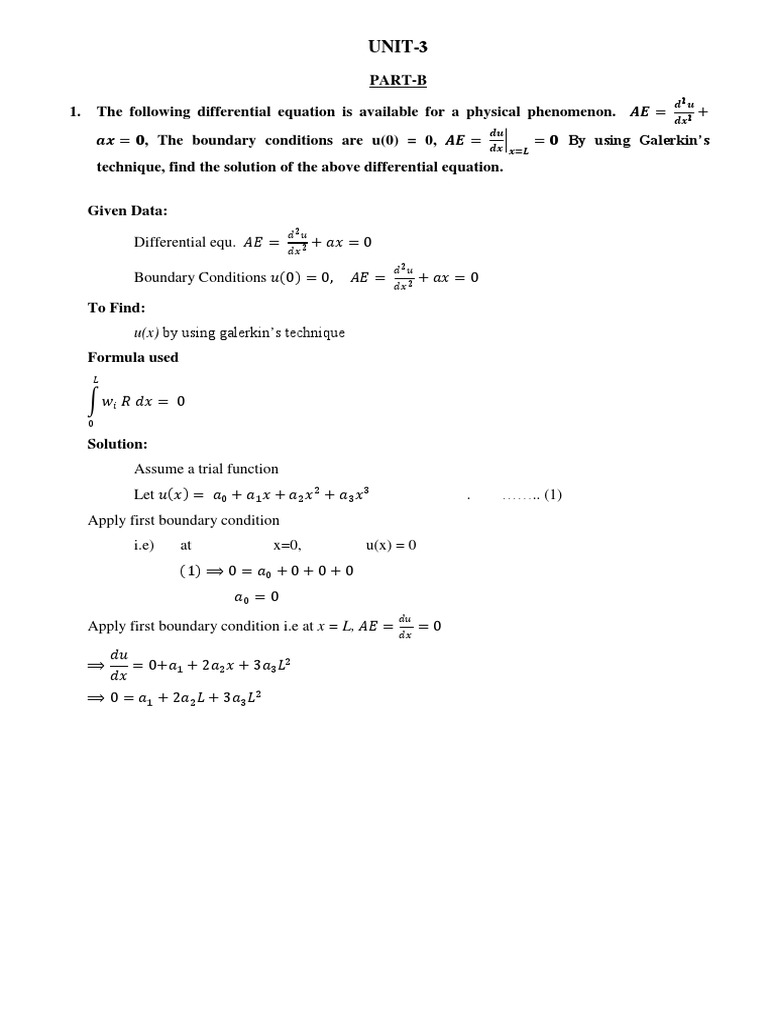 Galerkin's Method for Differential Equations | PDF