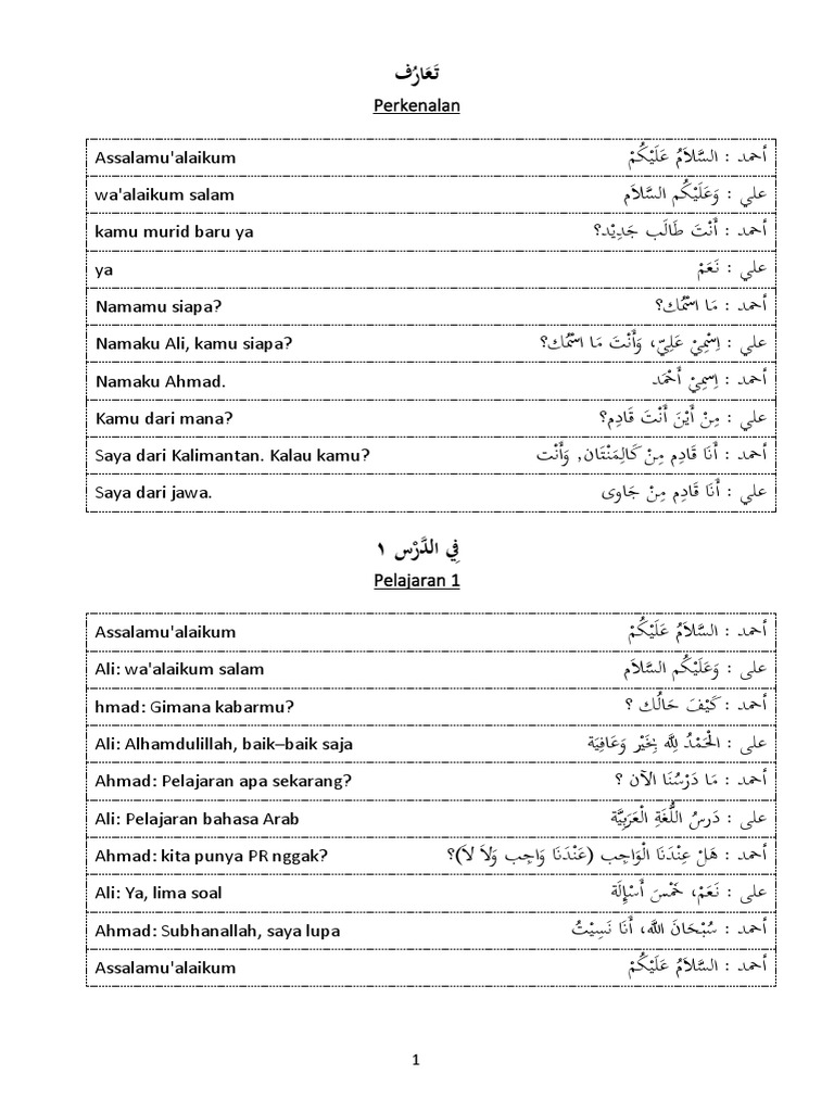 Dialog Bahasa Arab Pemula | PDF