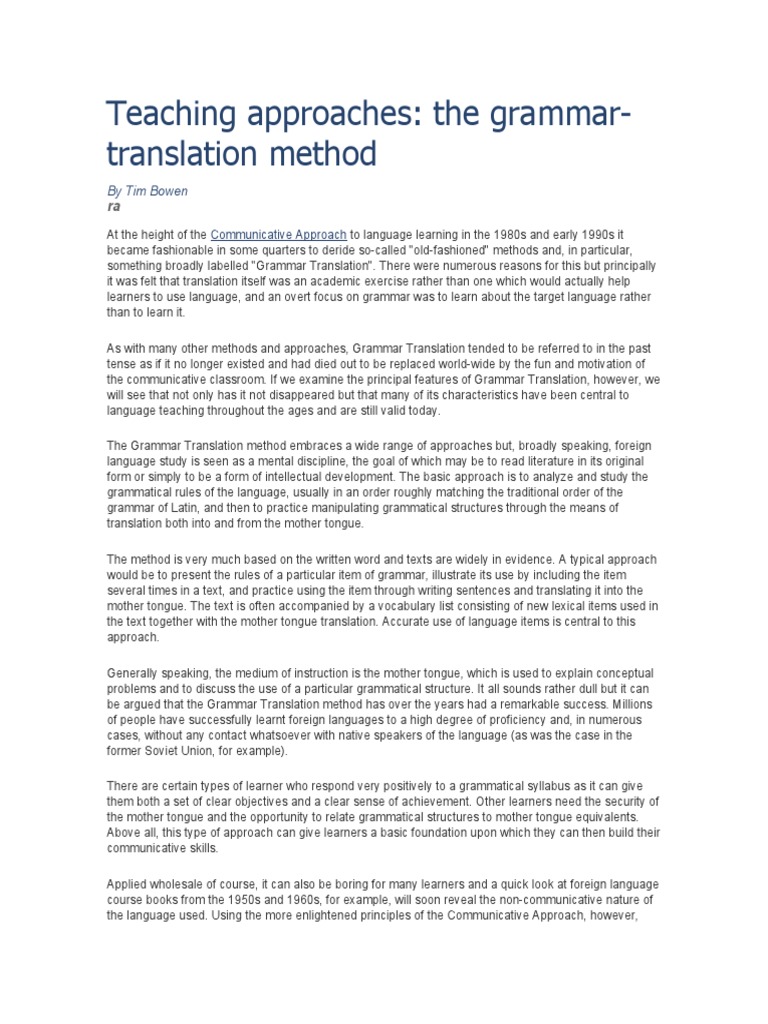 Grammar Translation Approach | PDF