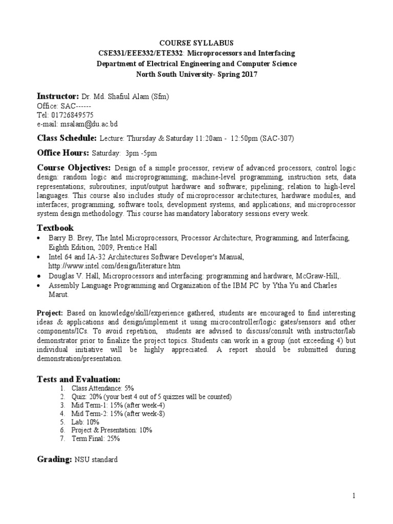 EEE-332 Course Outline Spring-2017 | PDF