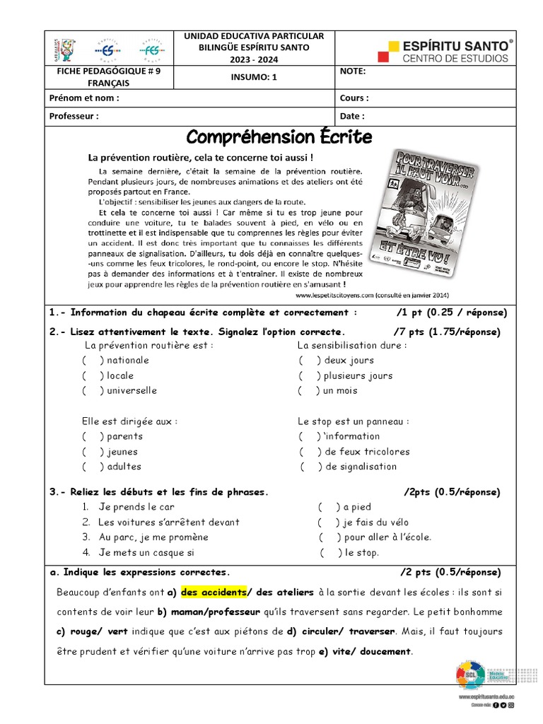 9 1er Inter Compréhension Écrite | PDF