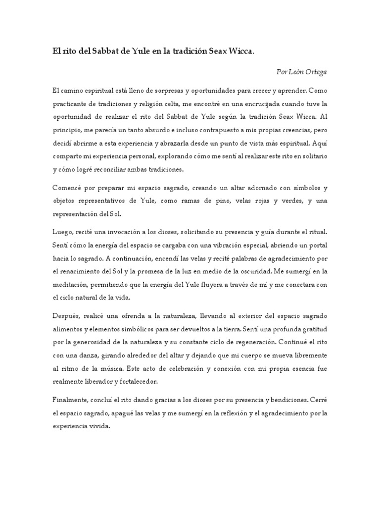 El rito del Sabbat de Yule en la tradición Seax Wicca | PDF