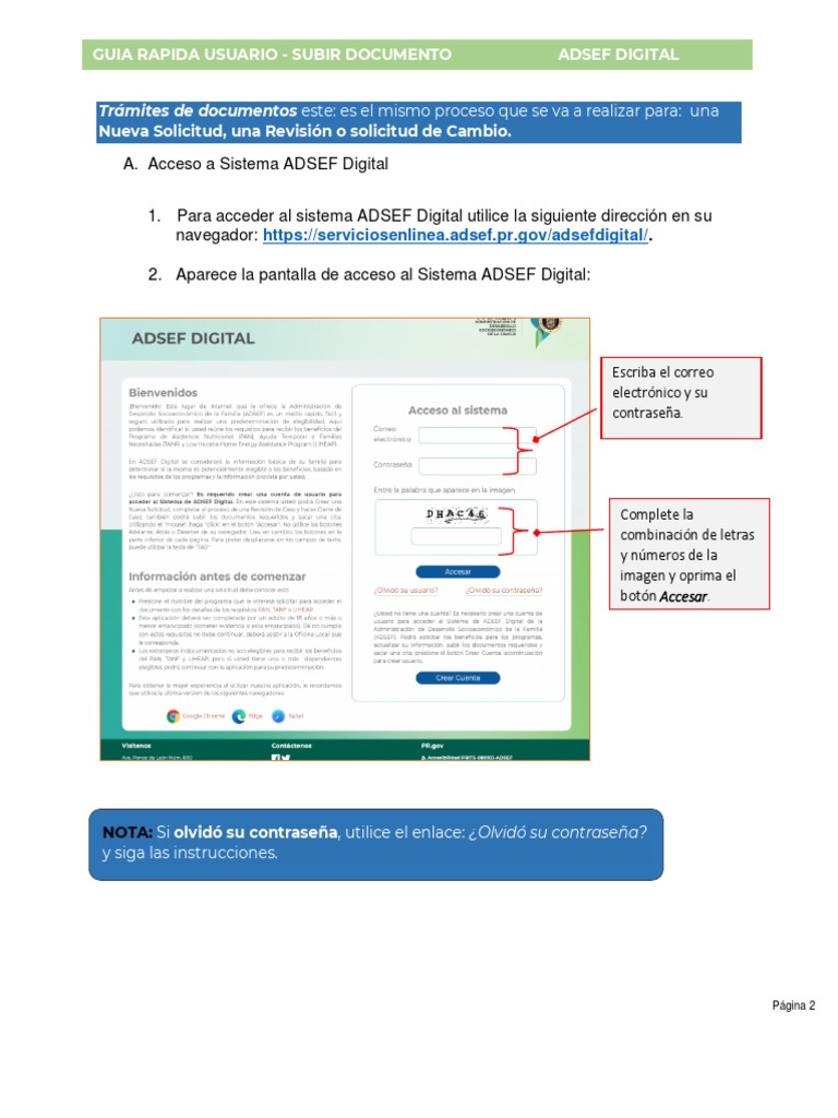 Guía para Subir Documentos en ADSEF | PDF