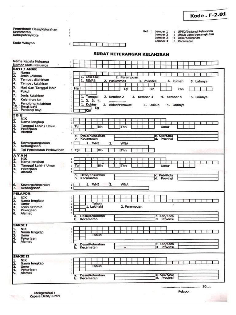 Formulir Akte Kelahiran | PDF