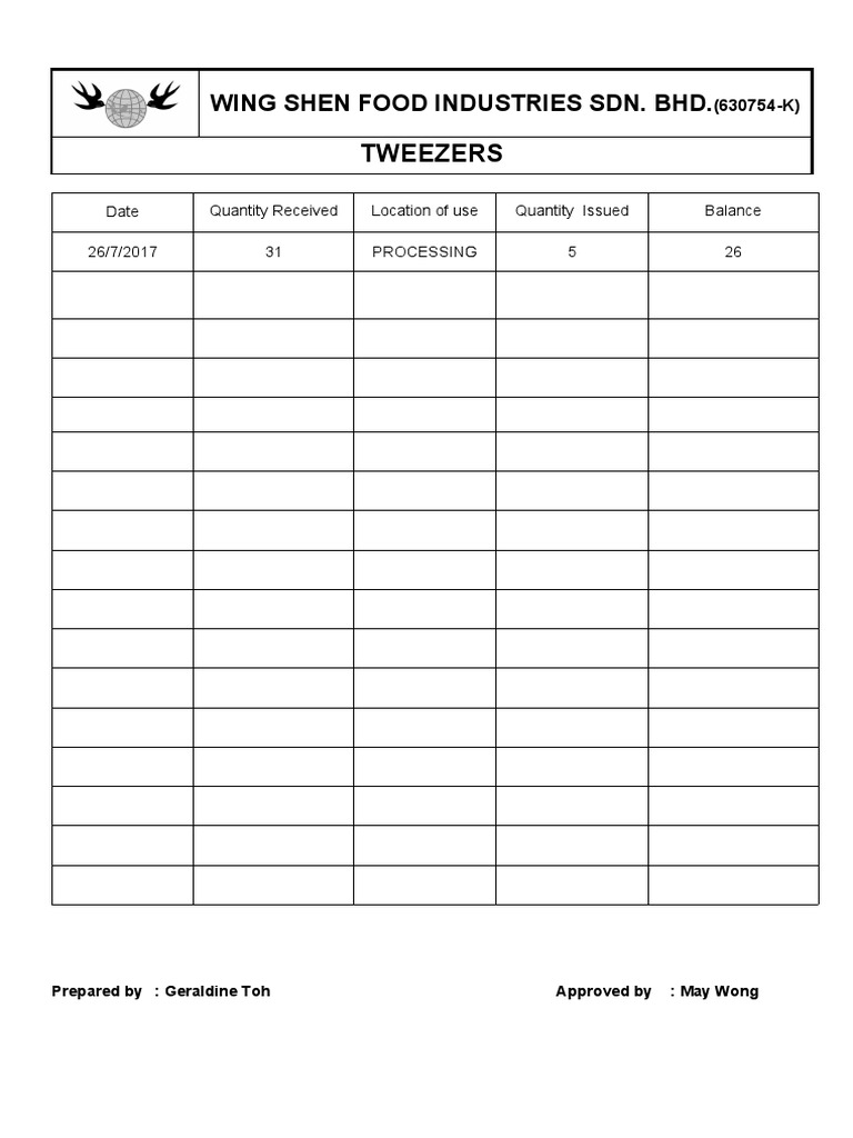 Inventory List For Tweezers | PDF | Wellness
