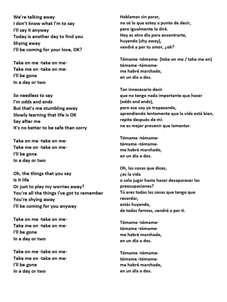 Take On Me | PDF