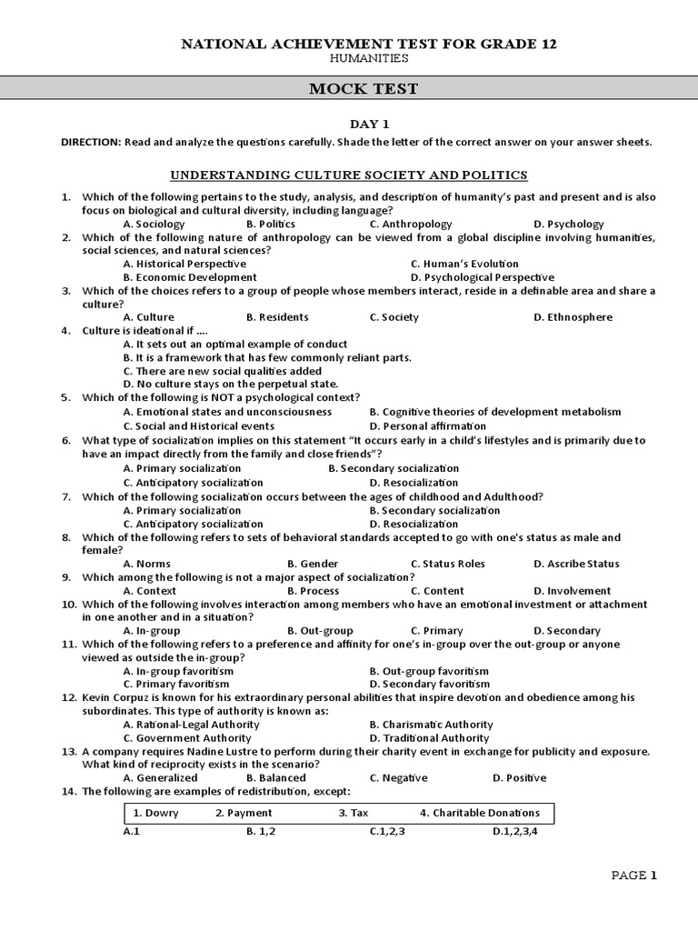 Humanities Nat Examination Final | PDF