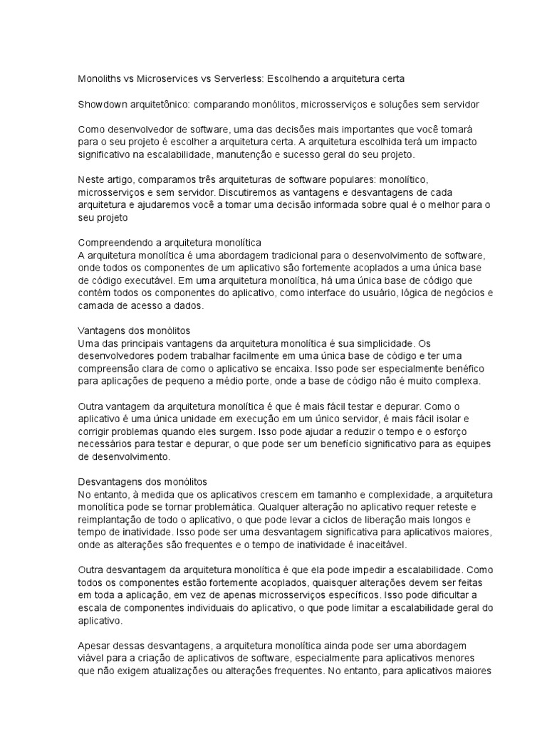 Monoliths Vs Microservices Vs Serverless - Escolhendo A Arquitetura ... Monoliths Vs Microservices Vs Serverless - Escolhendo A Arquitetura ...