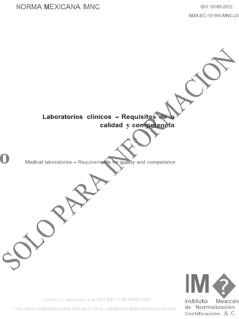 NMX Ec 15189 Imnc 2015 | PDF