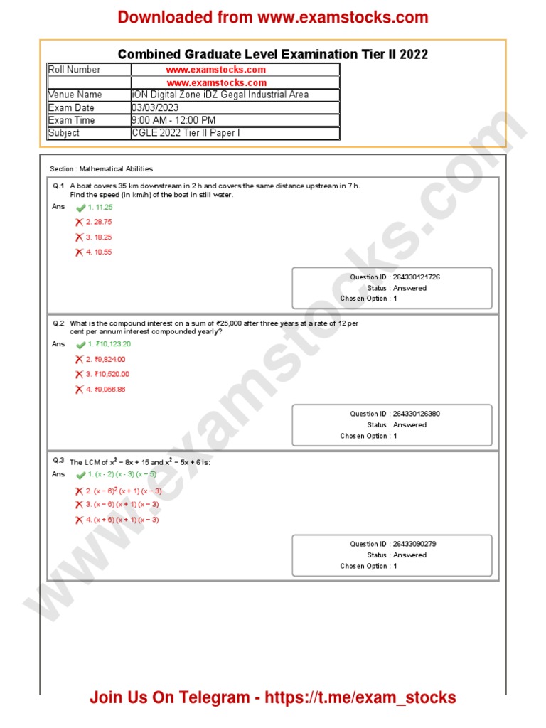 SSC CGL 2023 Mains Question Paper | PDF
