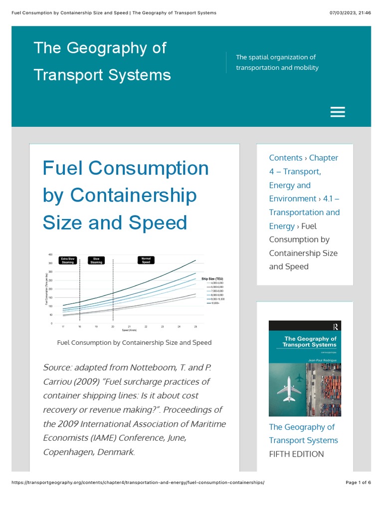 Fuel Consumption by Containership Size and Speed The Geography of ...
