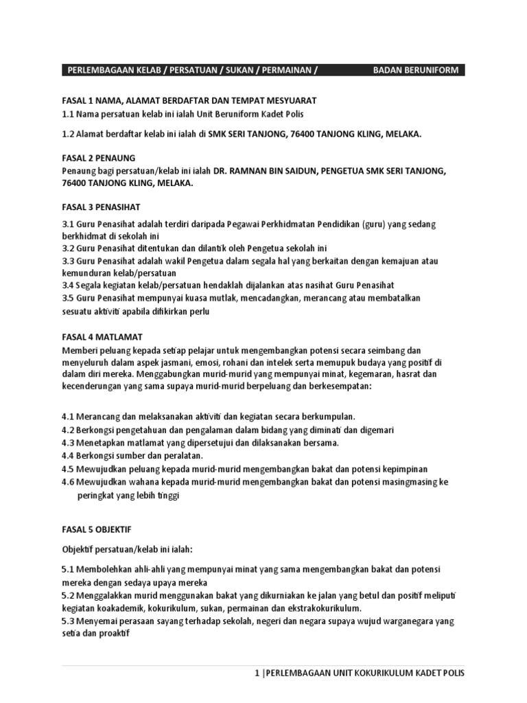 Draf Pelembagaan Unit Koku Tahun 2023 | PDF